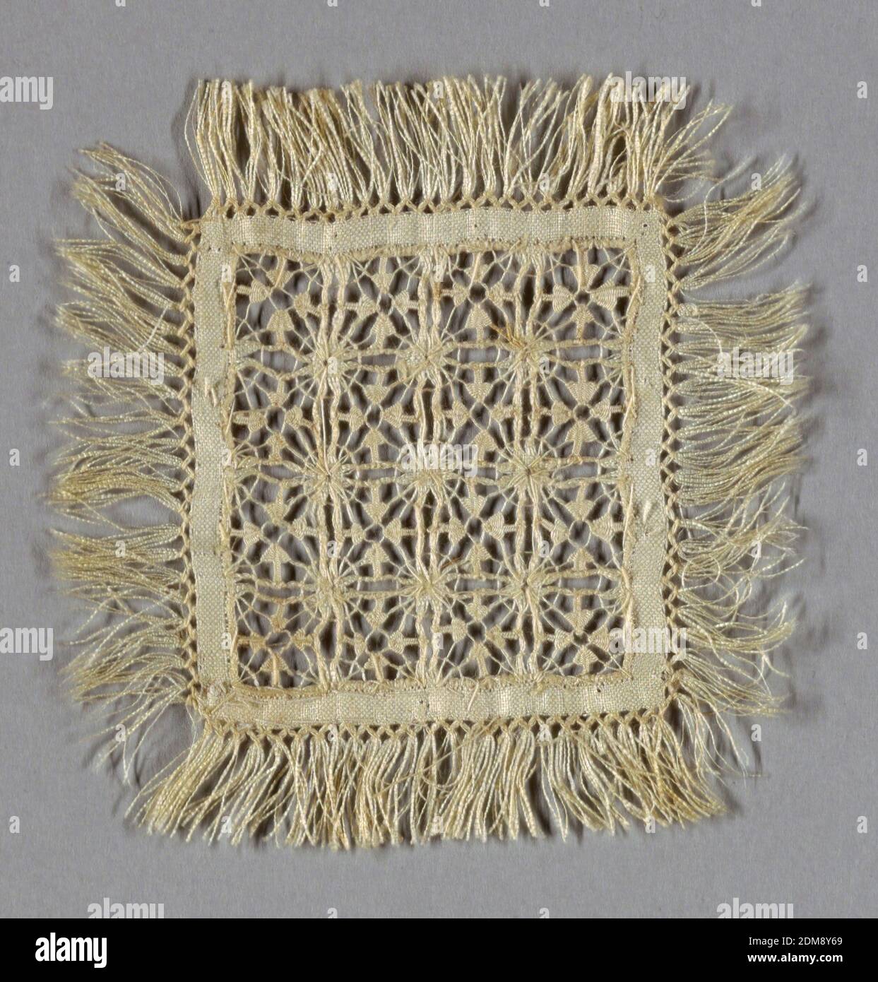 Sample, Medium: linen Technique: grid of withdrawn element with needle ...