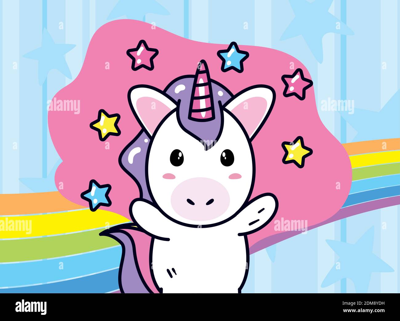 unicorn horse cartoon with stars and rainbow design, magic fantasy ...