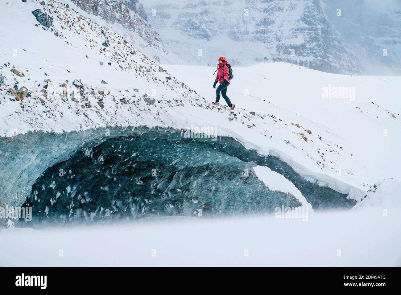 Mountaineer Explores Alberta's Frozen Ice Caves Stock Photo - Alamy