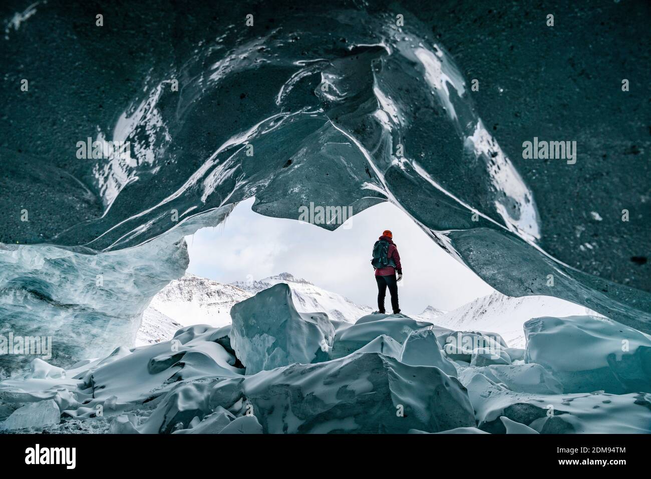 Exploring Jasper's Ice Caves Near Banff Stock Photo - Alamy