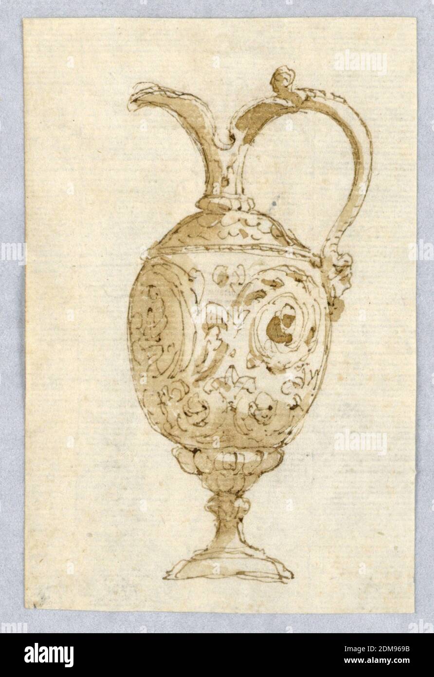 Design for a Pitcher, Pen and ink, brush and wash on paper, Vertical ...