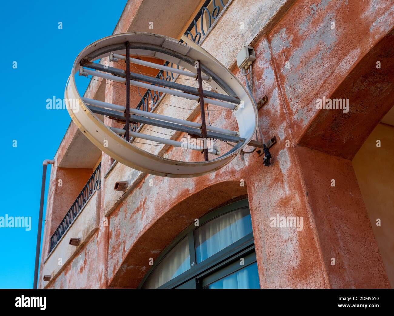 Damaged Neon Sign Of A Pharmacy Stock Photo - Alamy