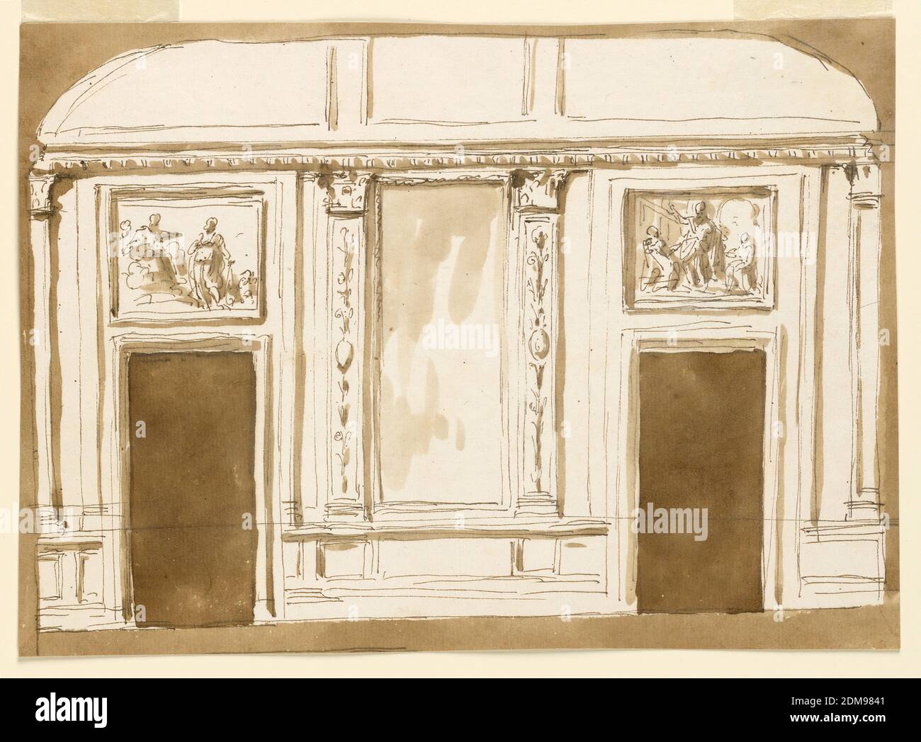 Entrance wall of a salon, Giuseppe Barberi, Italian, 1746–1809, Pen and ...