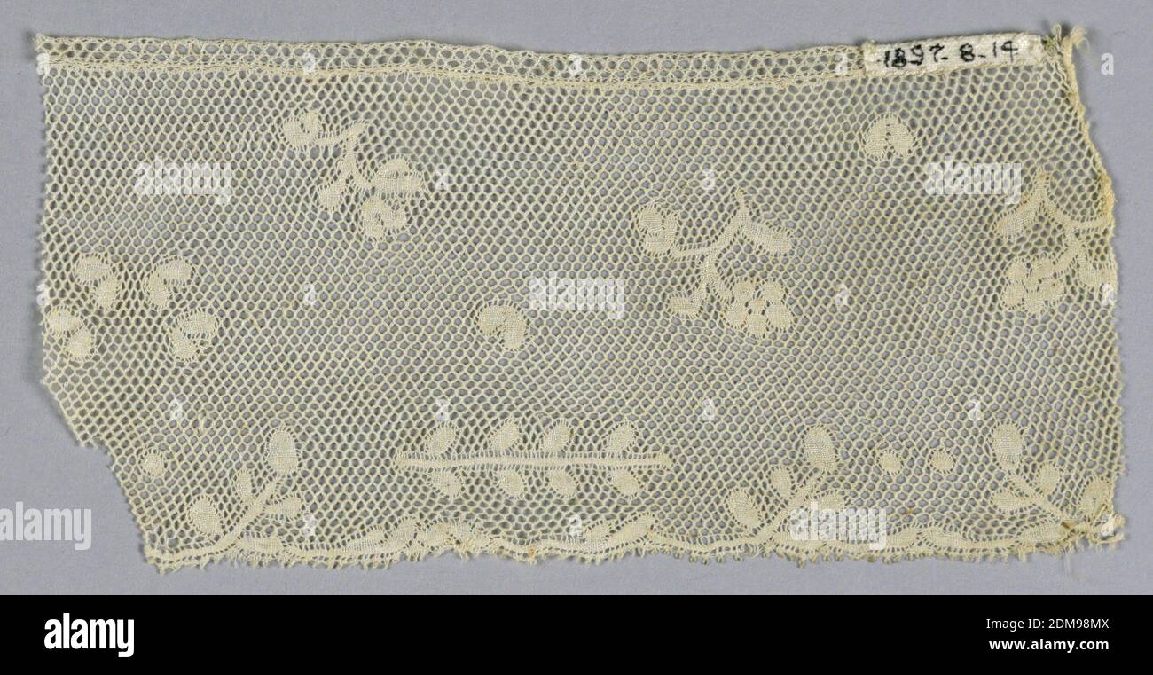 Fragment, Medium: linen Technique: bobbin lace, Fragment of ...
