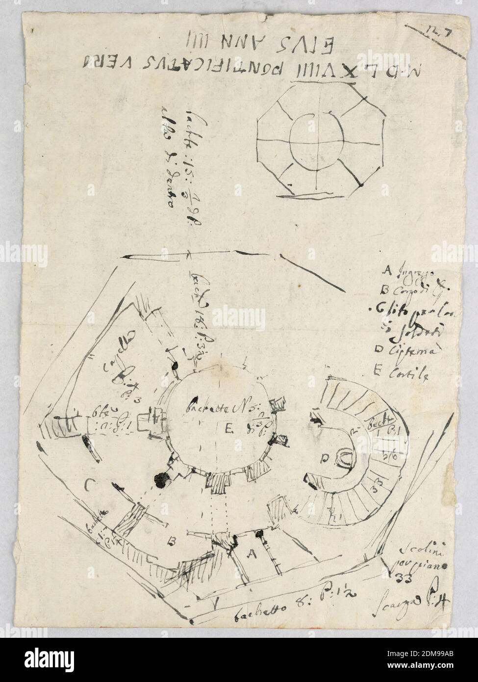 Plan of a Bastion, Giuseppe Barberi, Italian, 1746–1809, Pen and gray ...