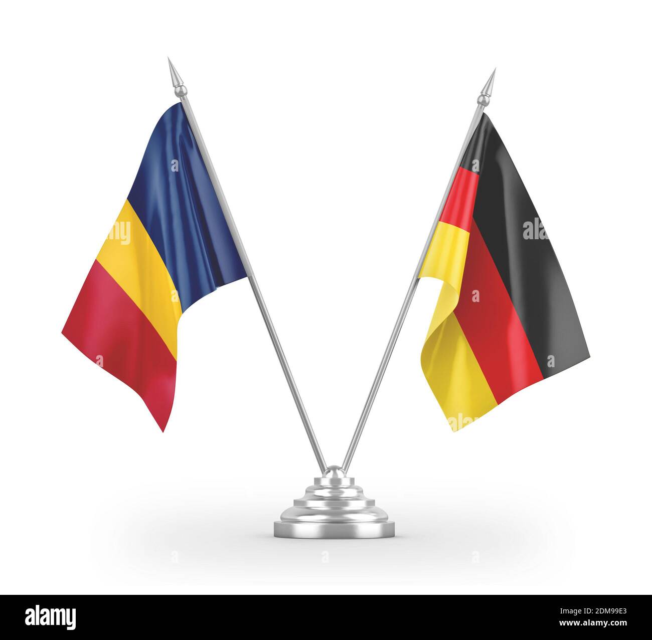 Germany and Chad table flags isolated on white 3D rendering Stock Photo ...