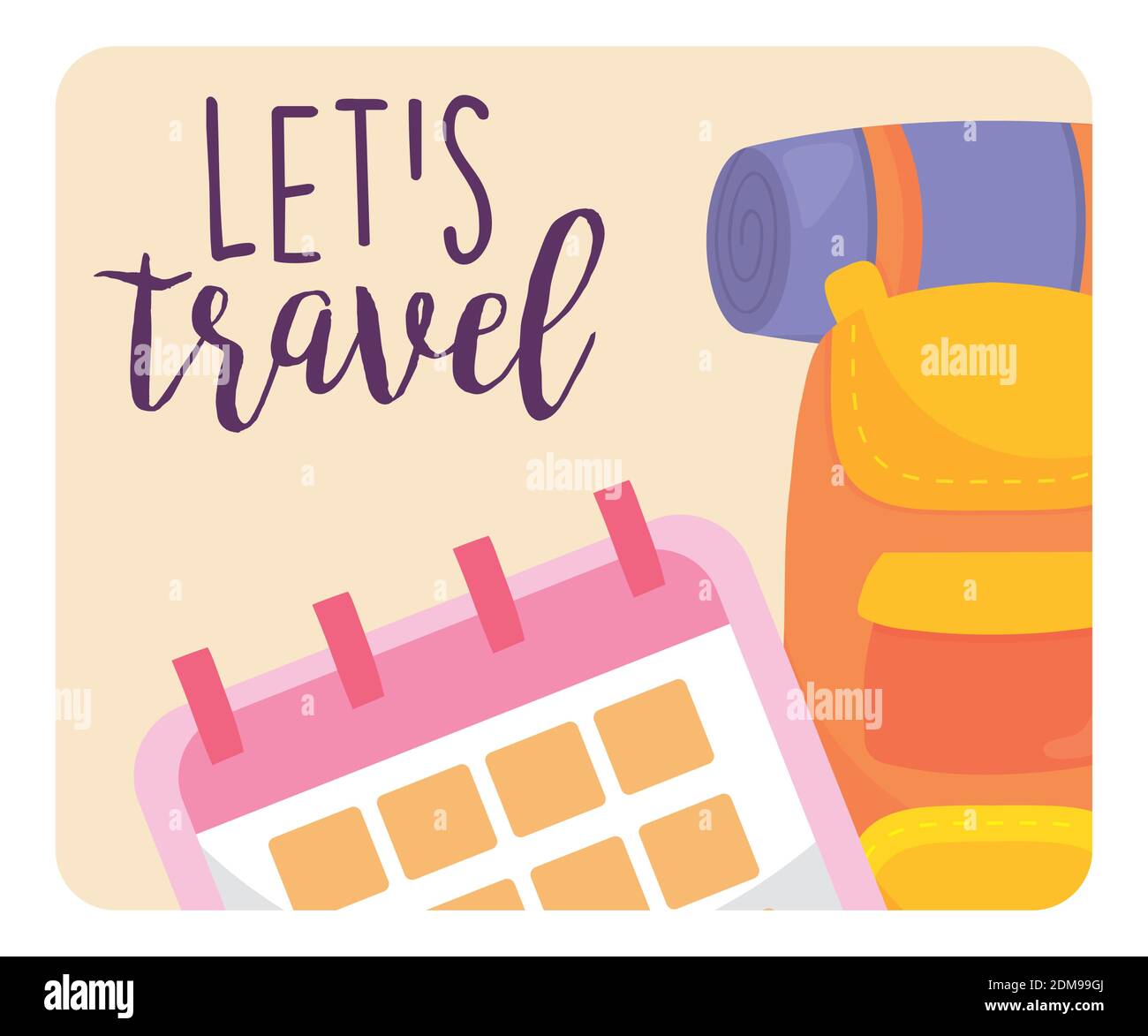 travel bag and calendar design, trip tourism and journey theme Vector ...