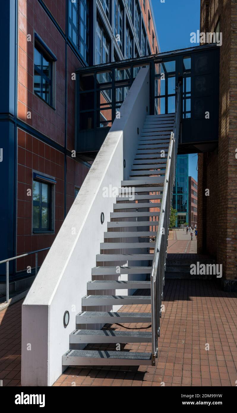 Steel Stairs On The Facade Of An Office Building Stock Photo - Alamy