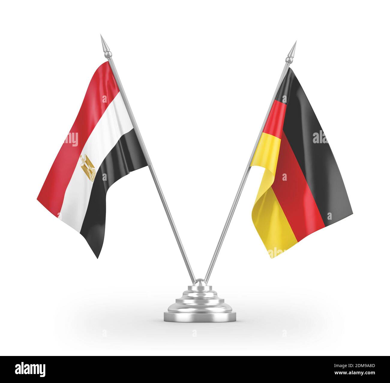 Germany and Egypt table flags isolated on white 3D rendering Stock ...