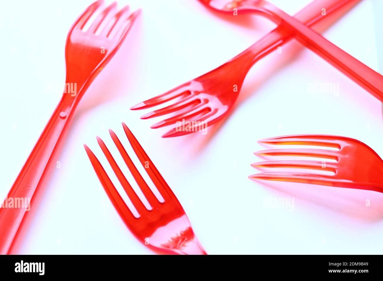 Red Plastic Fork On White Background Stock Photo - Alamy
