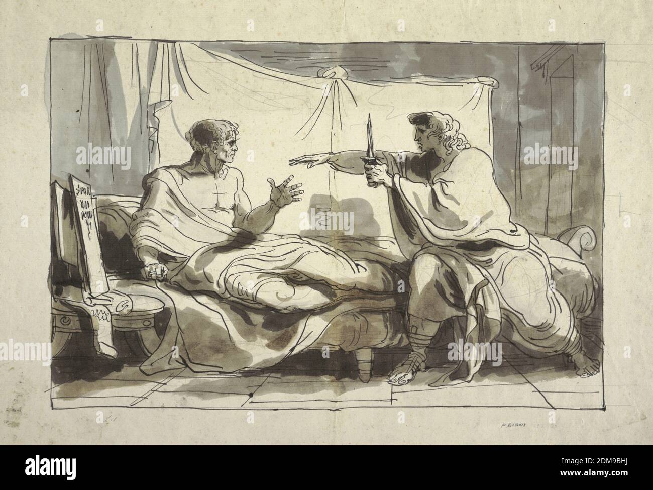 The Son of Marcus Cato Bring a Dagger to his Father, Felice Giani ...