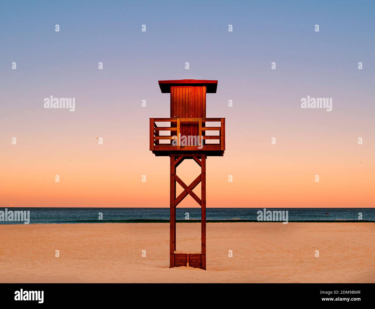 Life Guard Watchtower On An Empty Beach During Sunrise In Andalusia ...