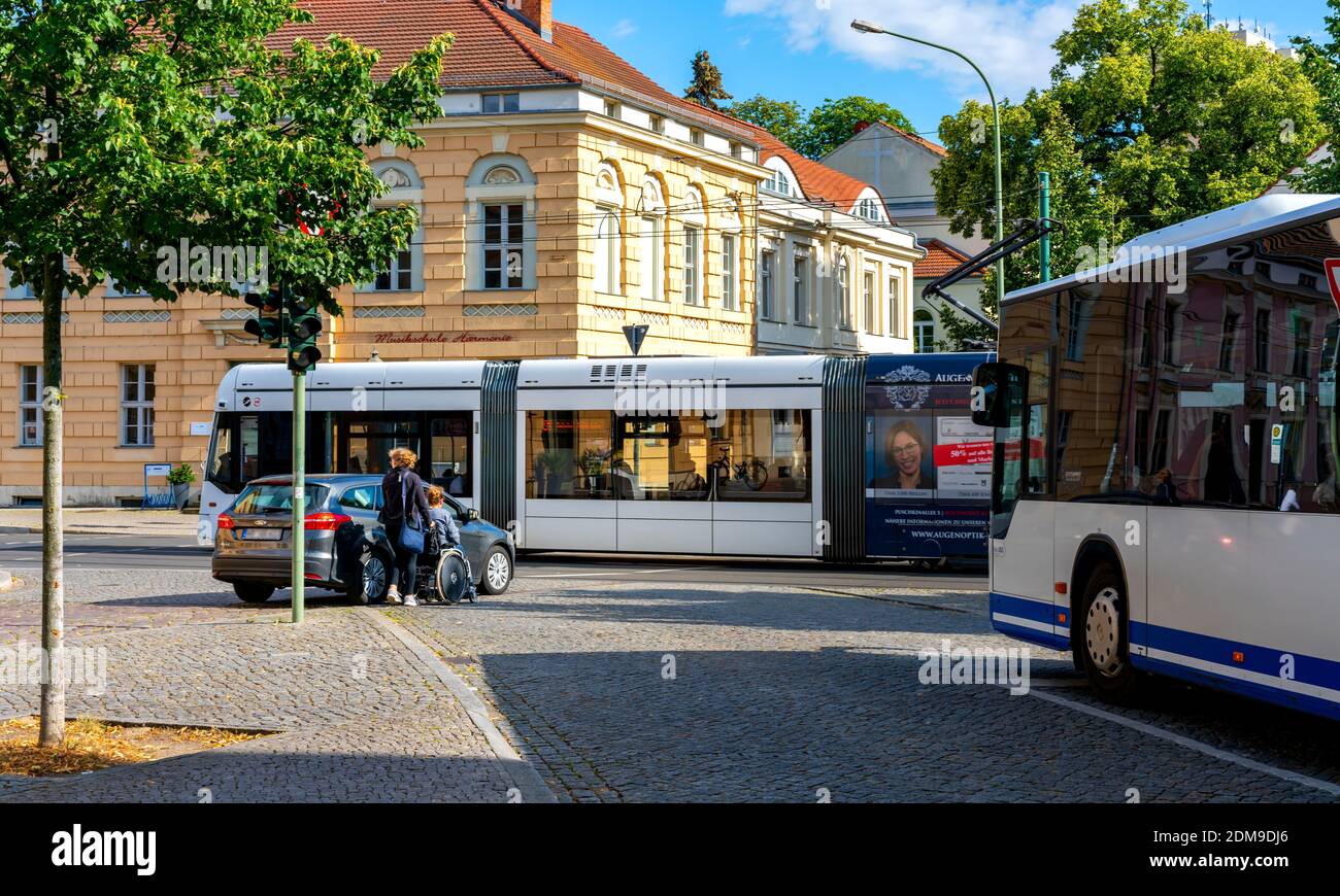 Bus In Road Traffic Stock Photo - Alamy