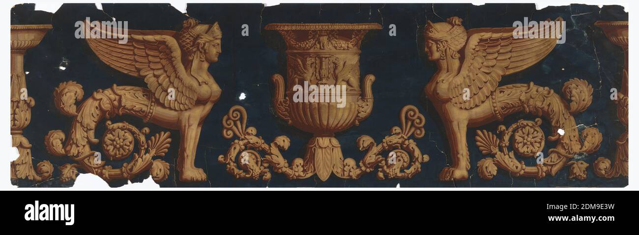 Frieze, Block printed on handmade paper, Neoclassical design, in ...