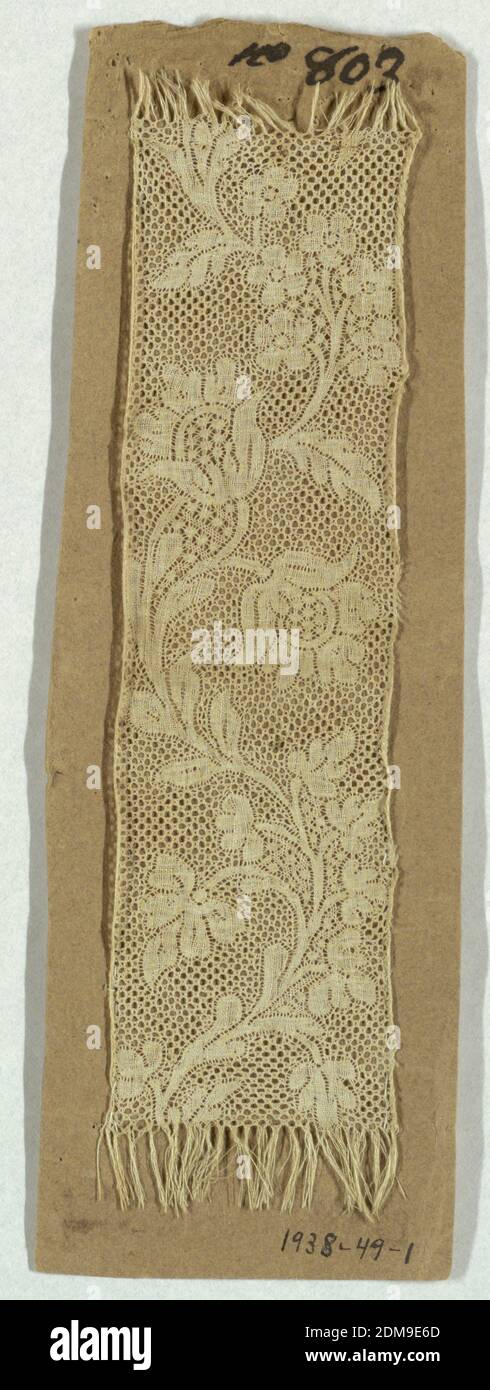 Sample, Medium: linen, paper Technique: bobbin lace, Binche ground ...