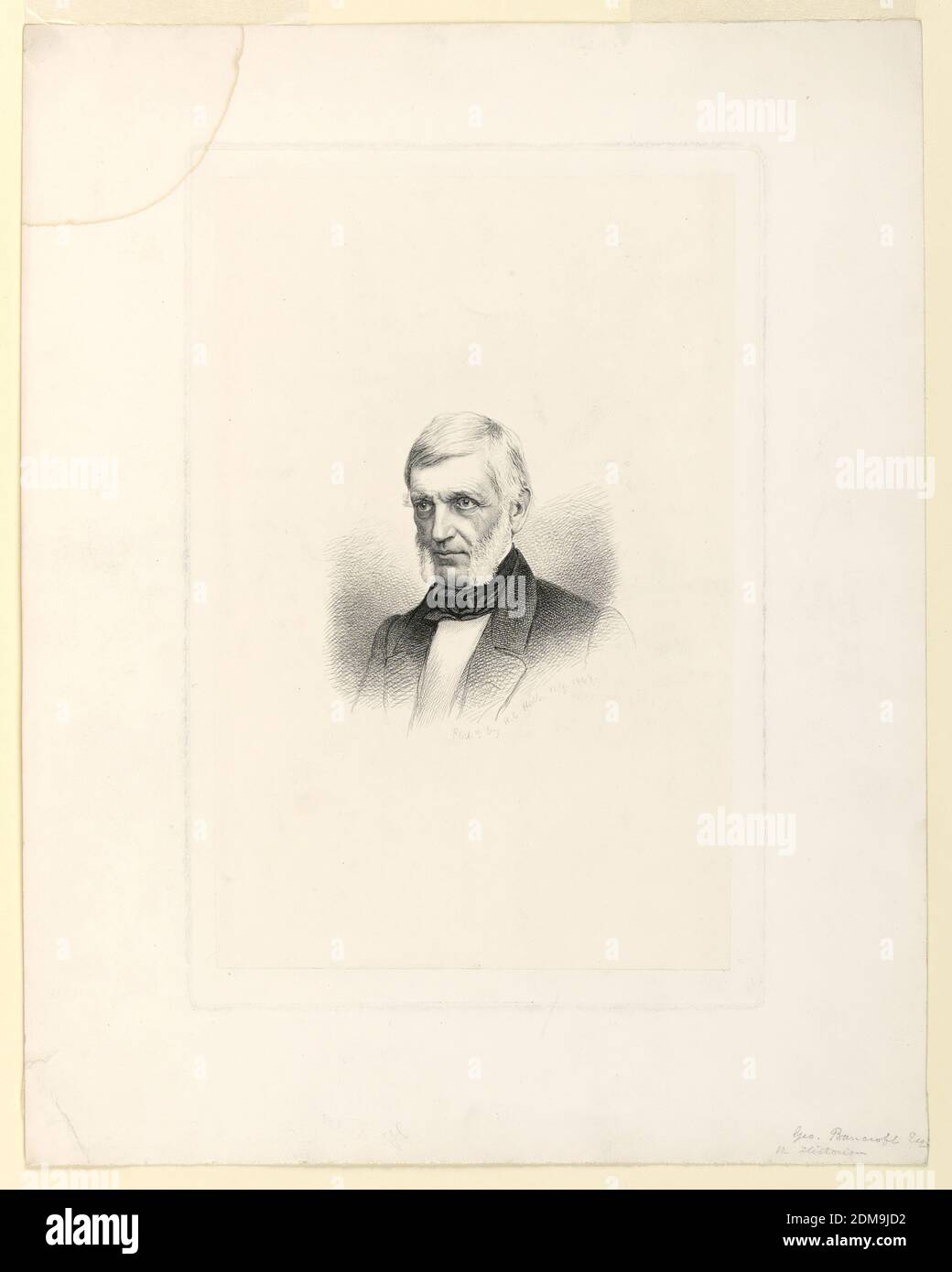 Portrait of George Bancroft, Henry Bryan Hall, Etching on paper, Bust ...