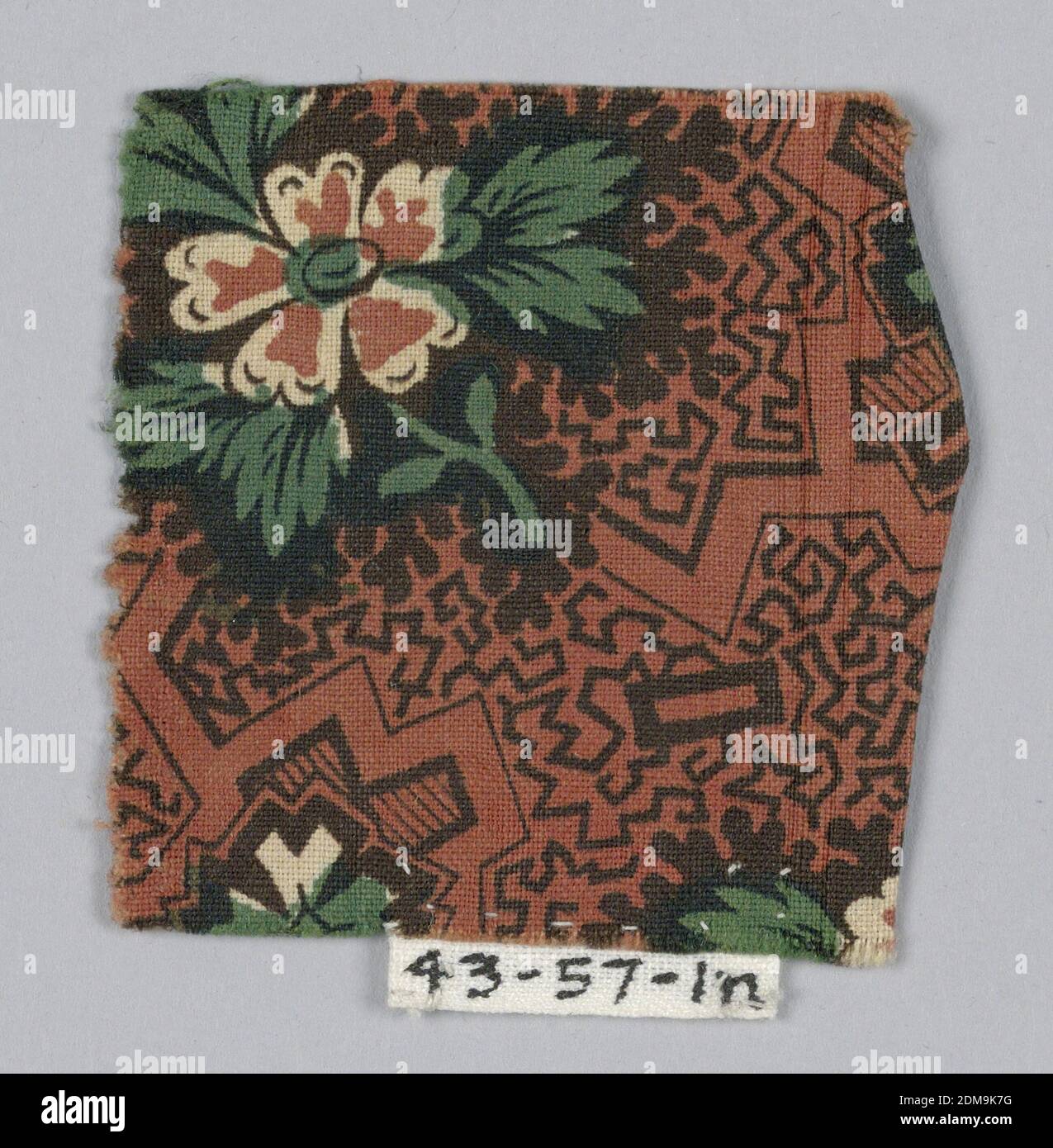 Sample, Medium: cotton Technique: printed on plain weave, USA, 1850 ...