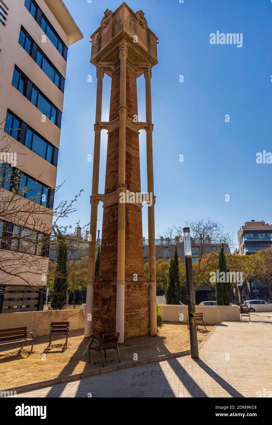 Old street structure in the city of Barcelona with beautiful shadows a ...