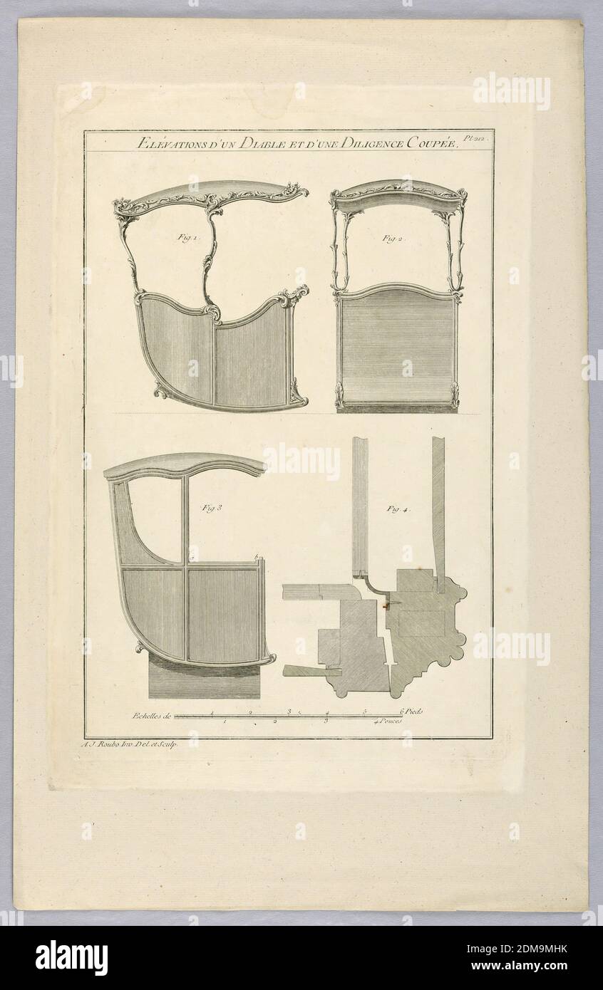 Elevations for Carriage Designs, André-Jacob Roubo, French, 1739–1791 ...