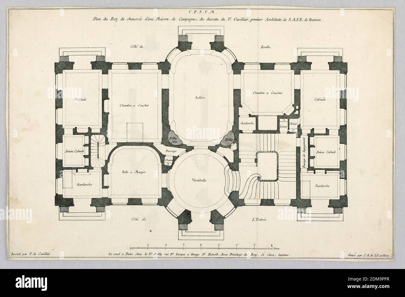 Plan of the Ground Floor of a Country House, François de Cuvilliés the ...