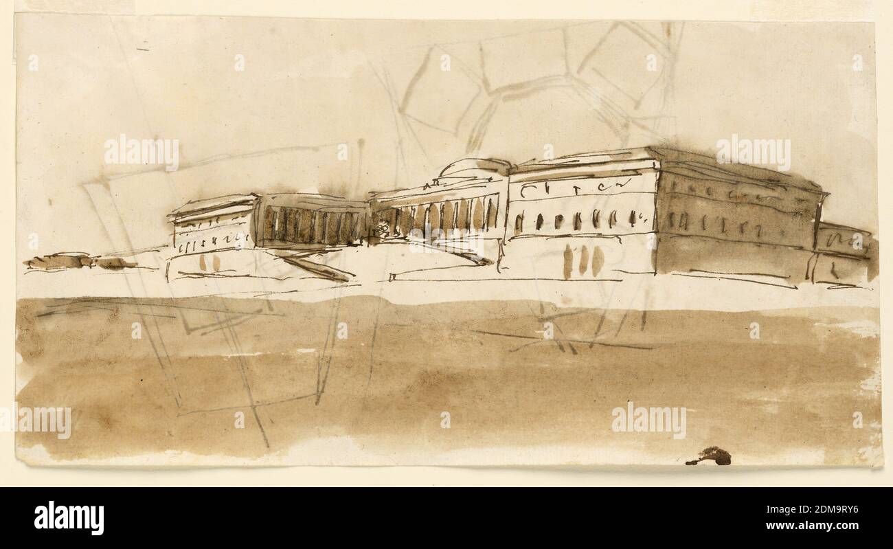 View of a Palace, Giuseppe Barberi, Italian, 1746–1809, Pen and brown ...