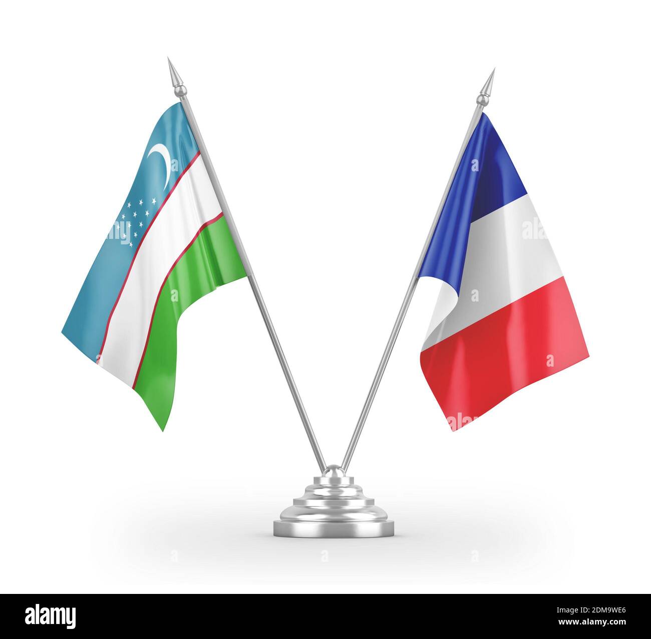 Uzbekistan france table flags hi-res stock photography and images - Alamy