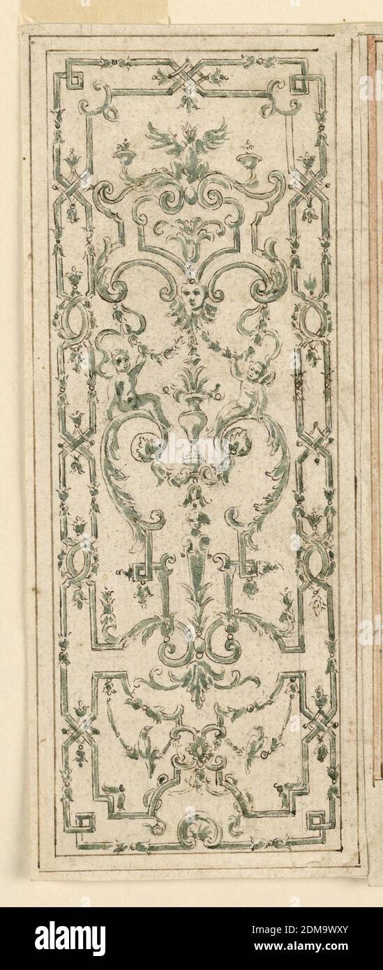 Strapwork Design, Graphite, pen and ink, brush and watercolor on paper ...