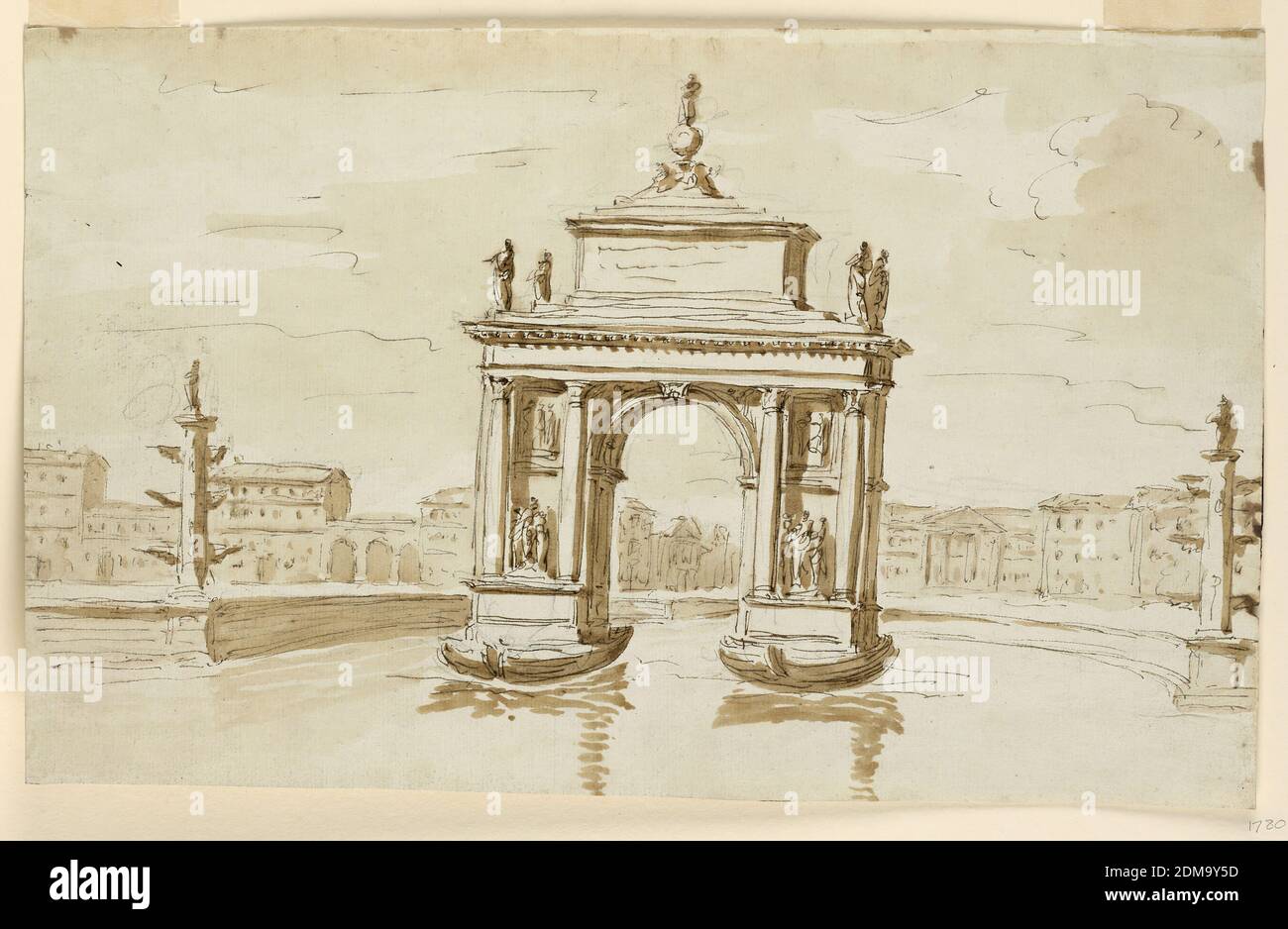 Triumphal arch, Giuseppe Barberi, Italian, 1746–1809, Pen and brown ink ...