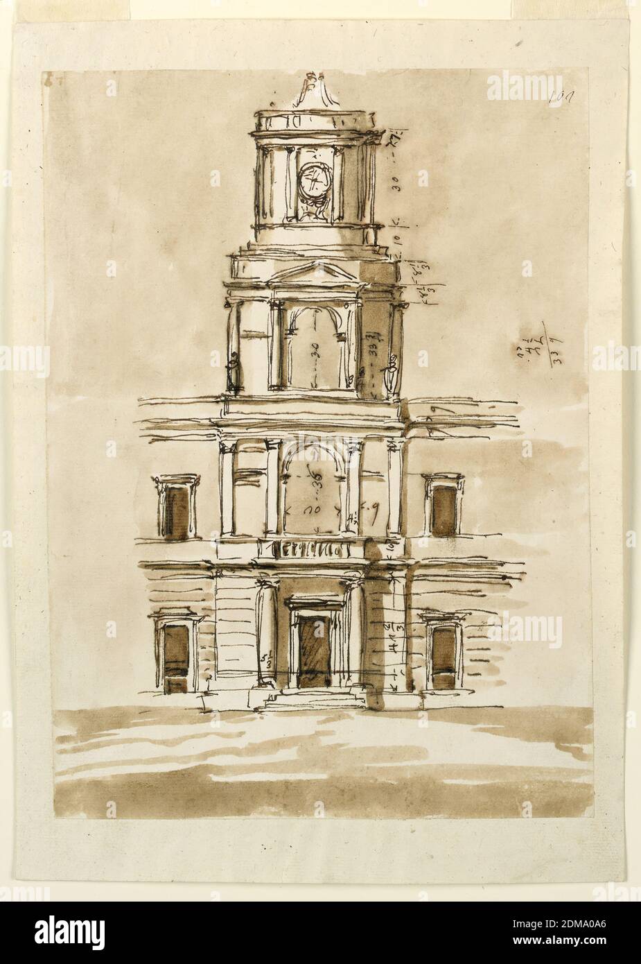 Elevation of a Building with a Tower, Giuseppe Barberi, Italian, 1746 ...