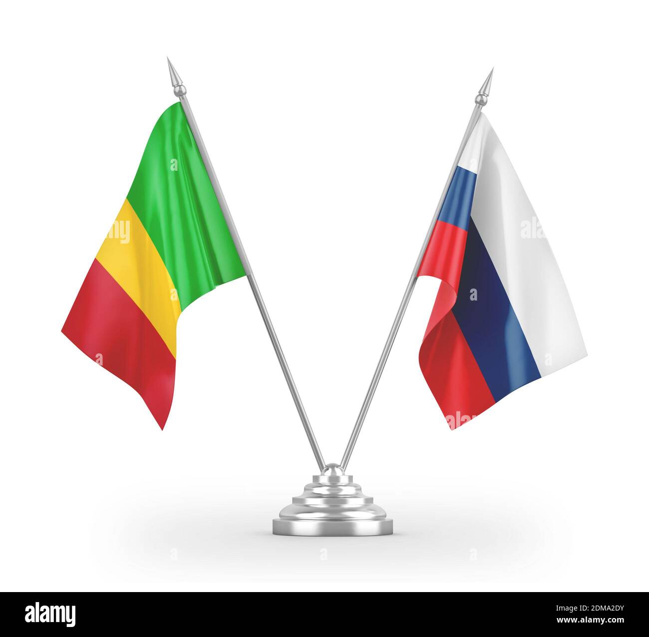Russia and Mali table flags isolated on white 3D rendering Stock Photo ...