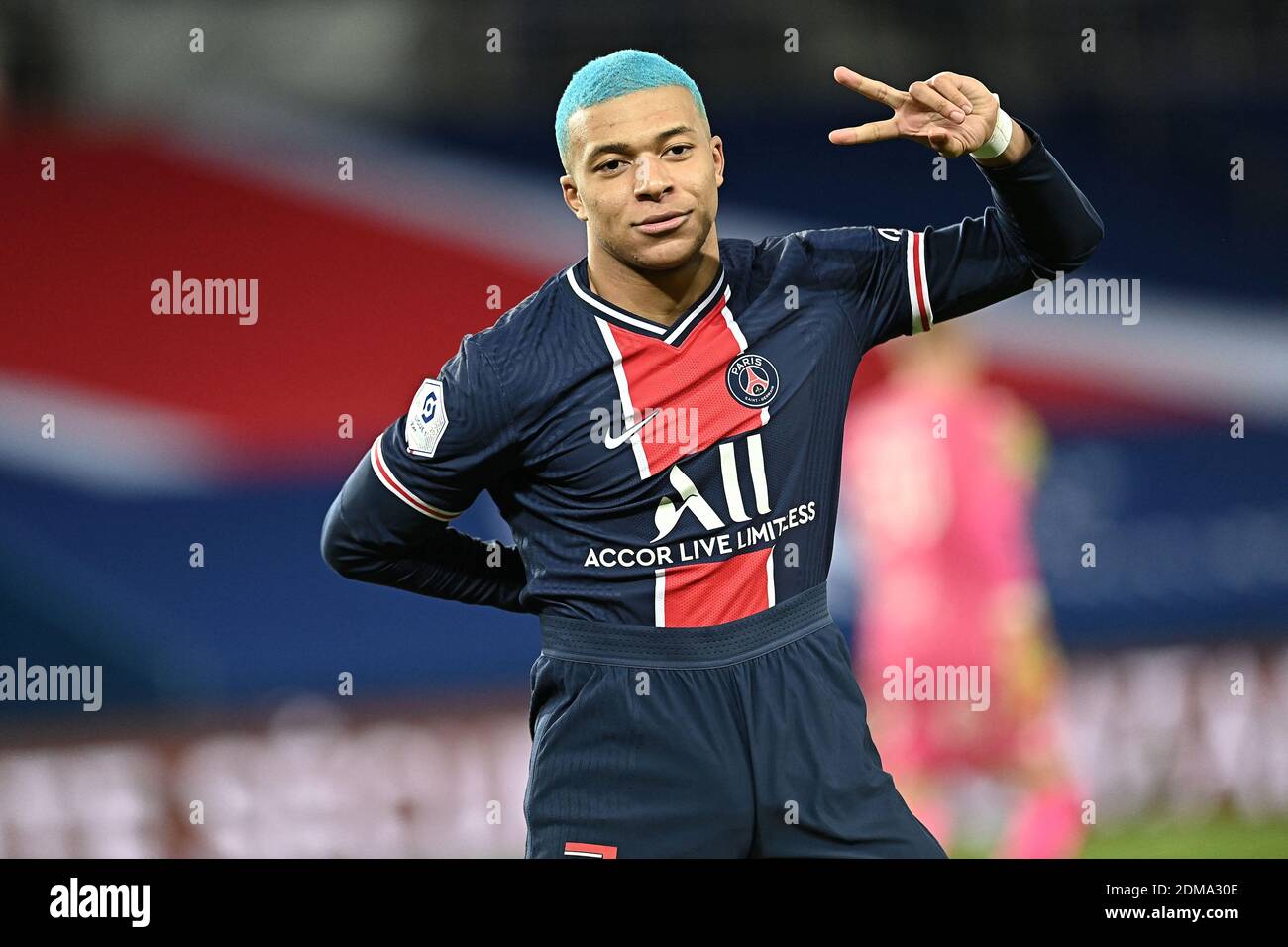 Kylian Mbappe of Paris Saint Germain celebrates his goal during the ...