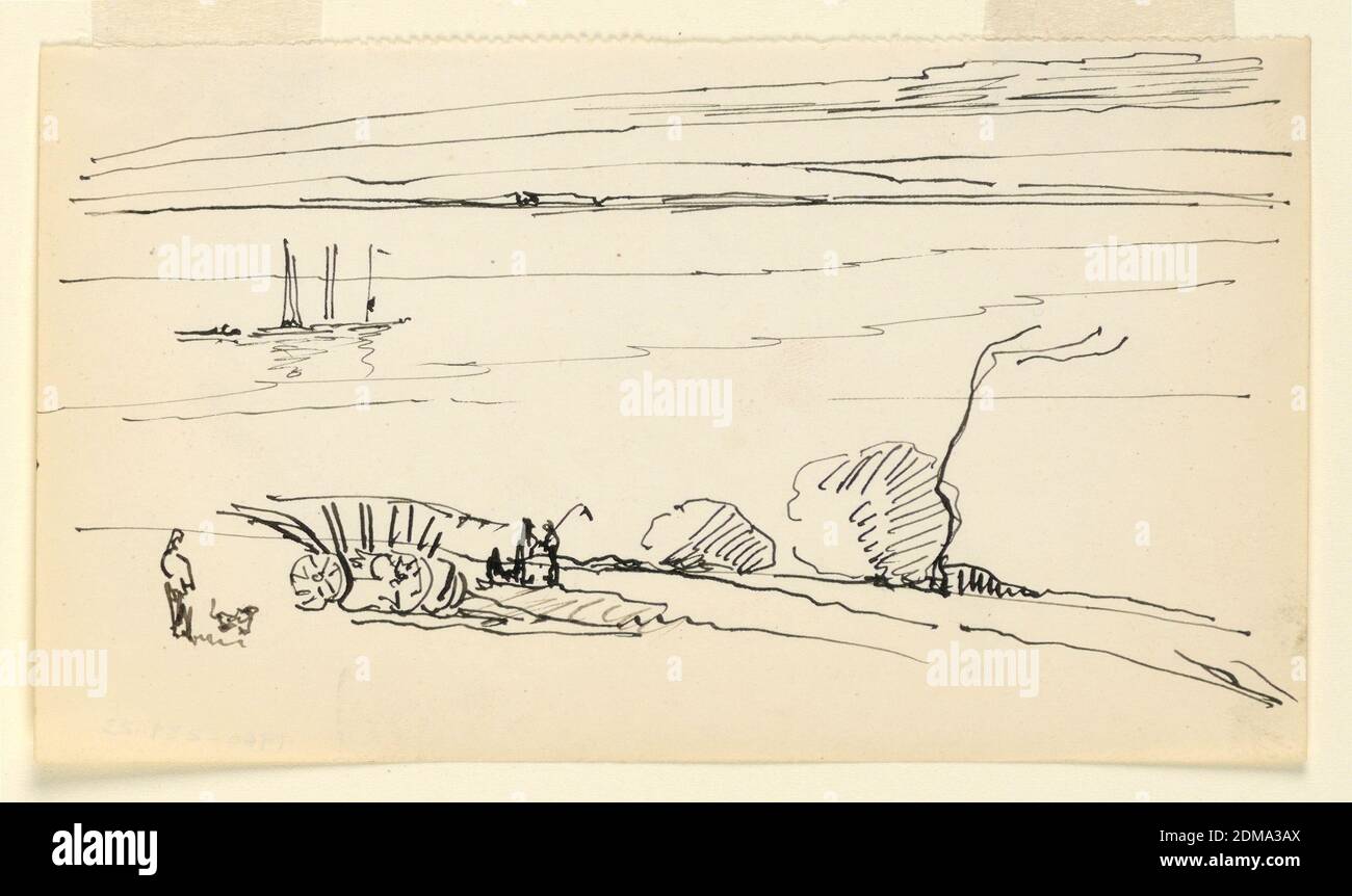 Landscape with River, Leon Dabo, American, 1868–1960, Pen and black ink ...