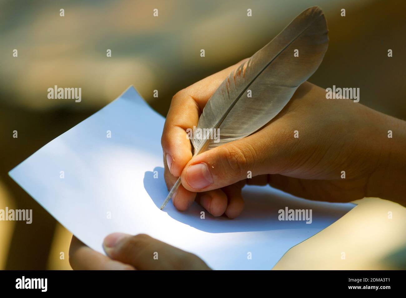 Hand holding feather writing hi-res stock photography and images - Alamy