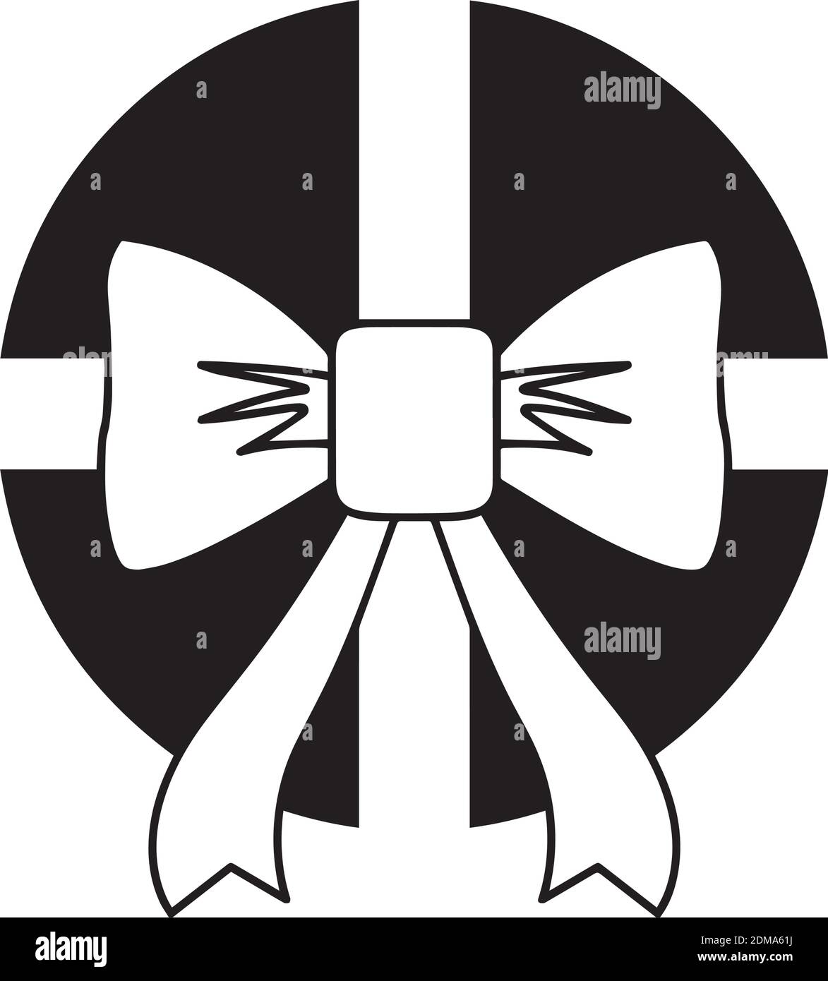 Isolated white christmas gift icon with a ribbon. Vector illustration ...