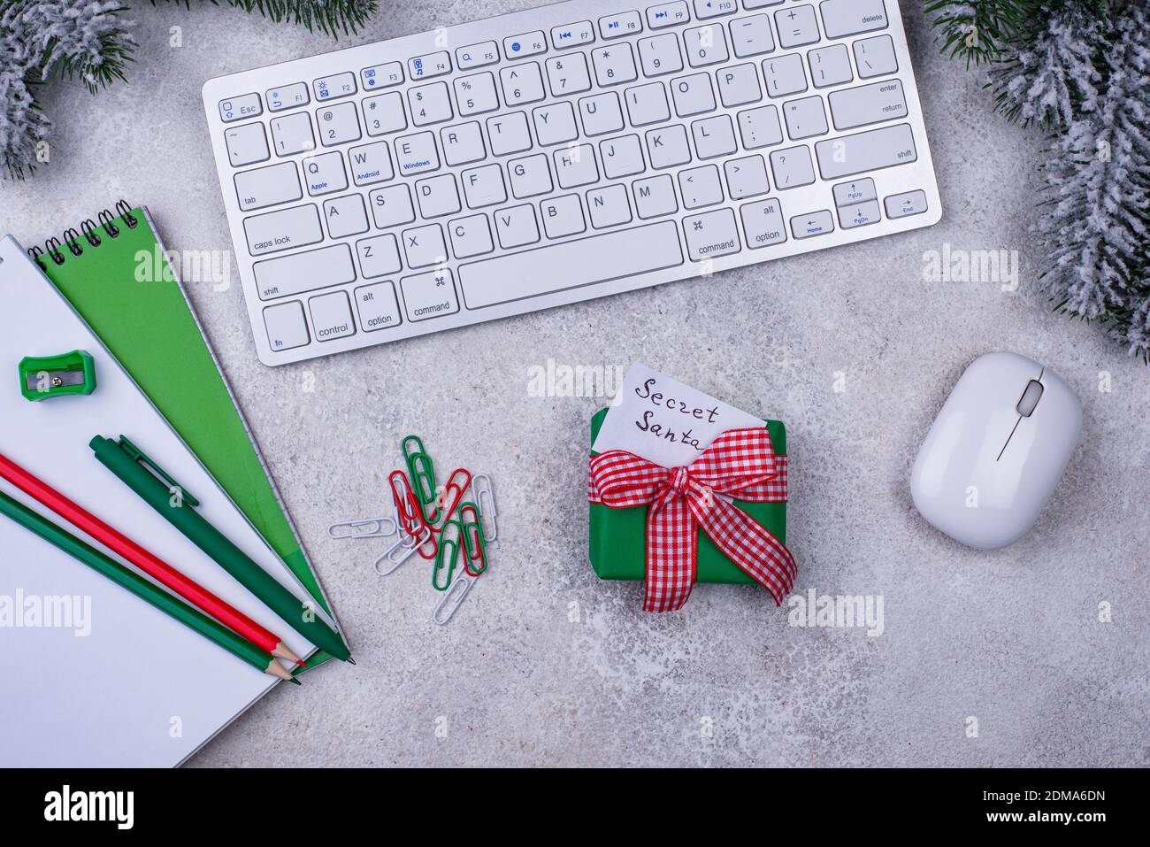 Christmas gift in office workplace Stock Photo - Alamy