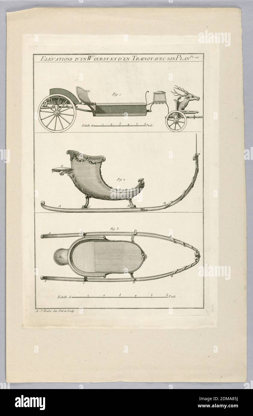 Elevations for Carriage Designs, André-Jacob Roubo, French, 1739–1791 ...