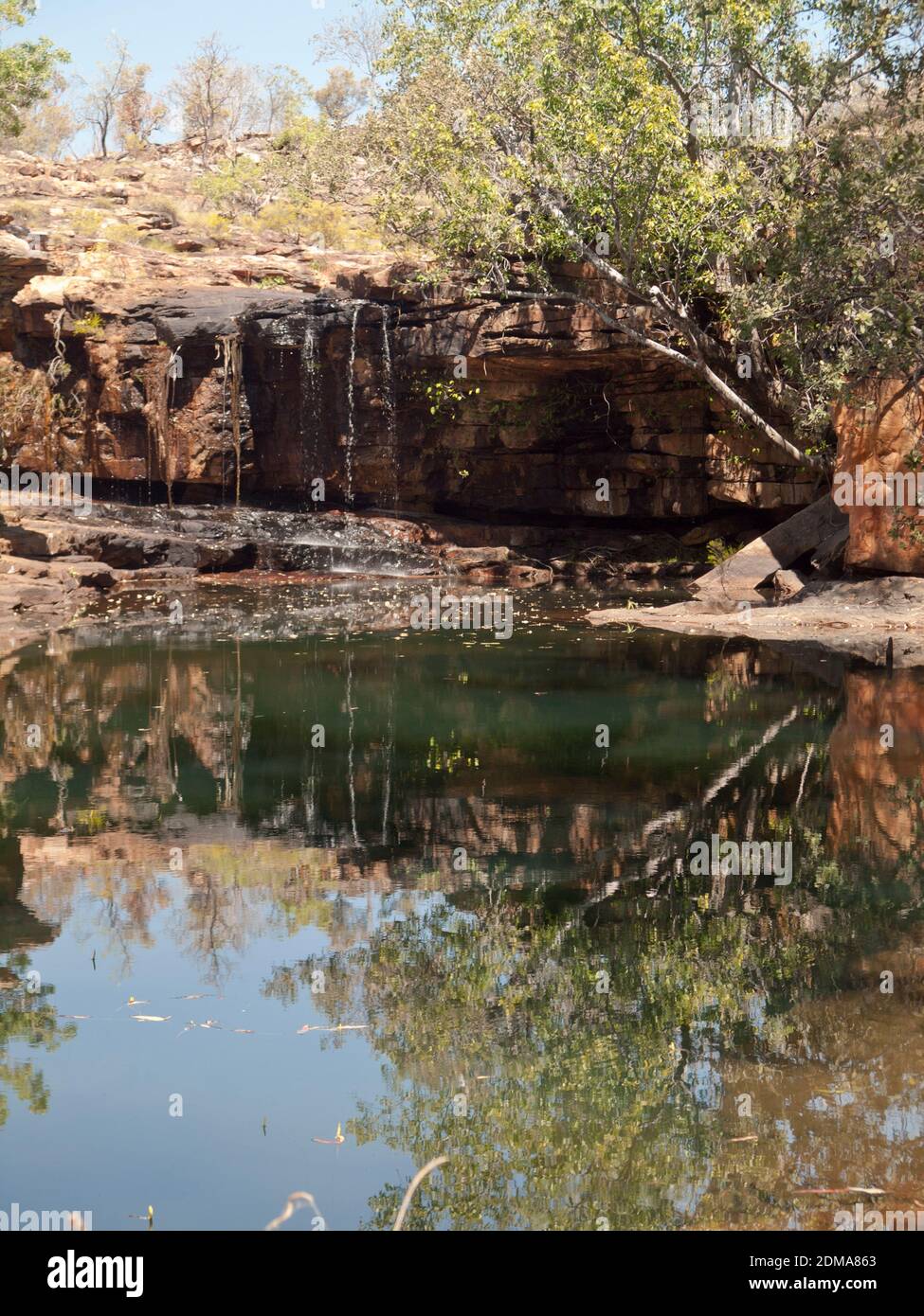 Small waterfall and plunge pool below sandstone overhang, Mt Elizabeth ...