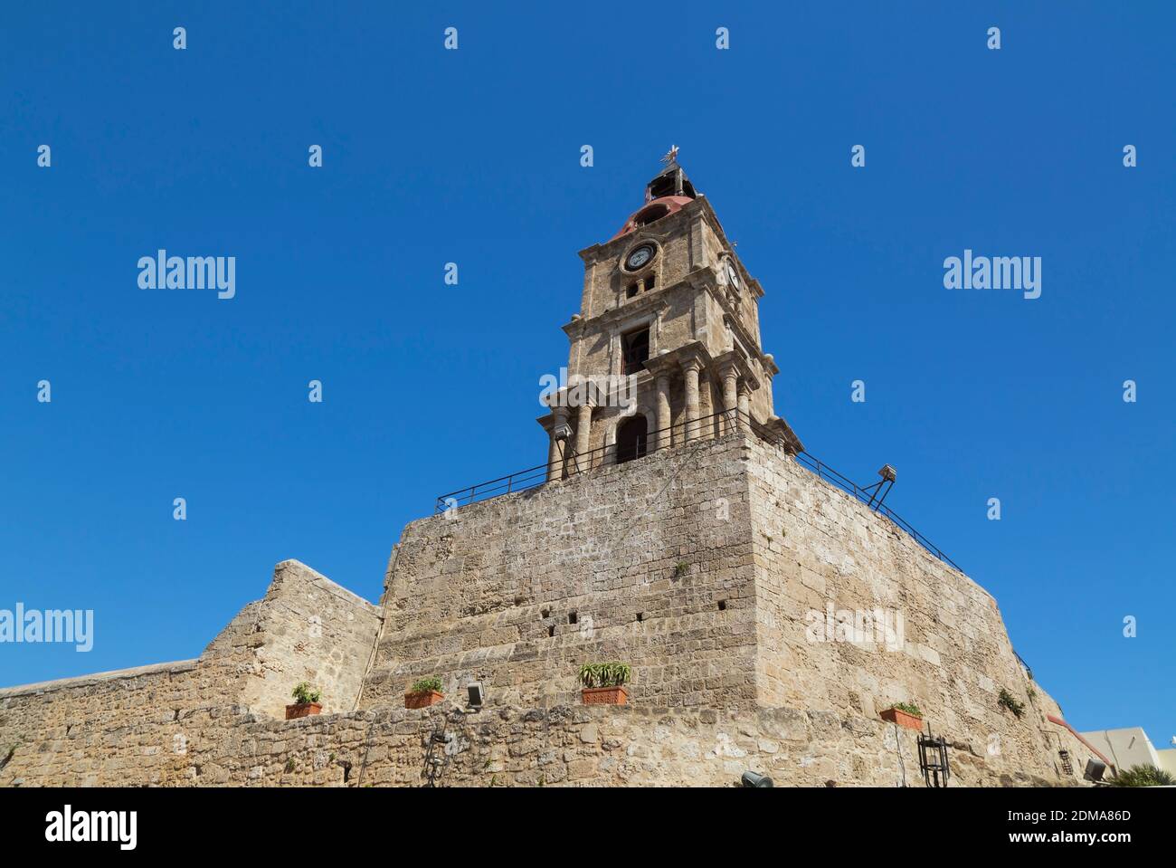 Roloi - the clock tower, Old Town of Rhodes, Greece Stock Photo - Alamy