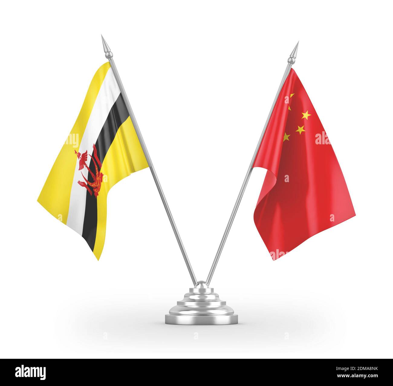 China and Brunei table flags isolated on white 3D rendering Stock Photo ...