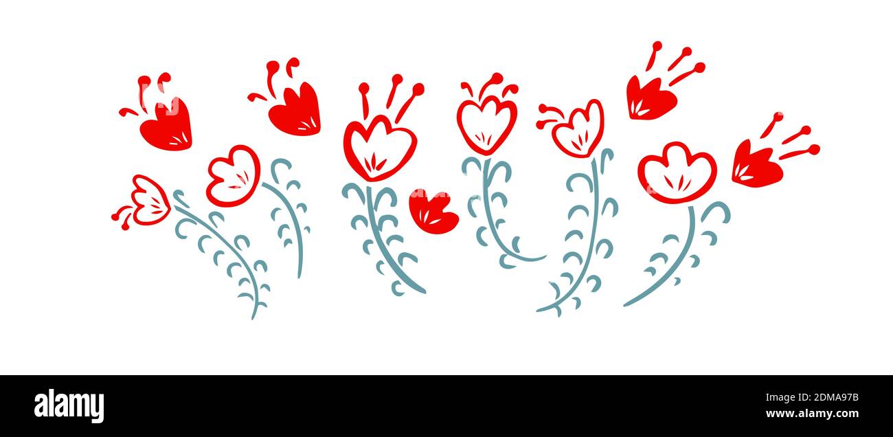 Red lilies. Stylized simple flowers. Vector illustration Stock Vector ...