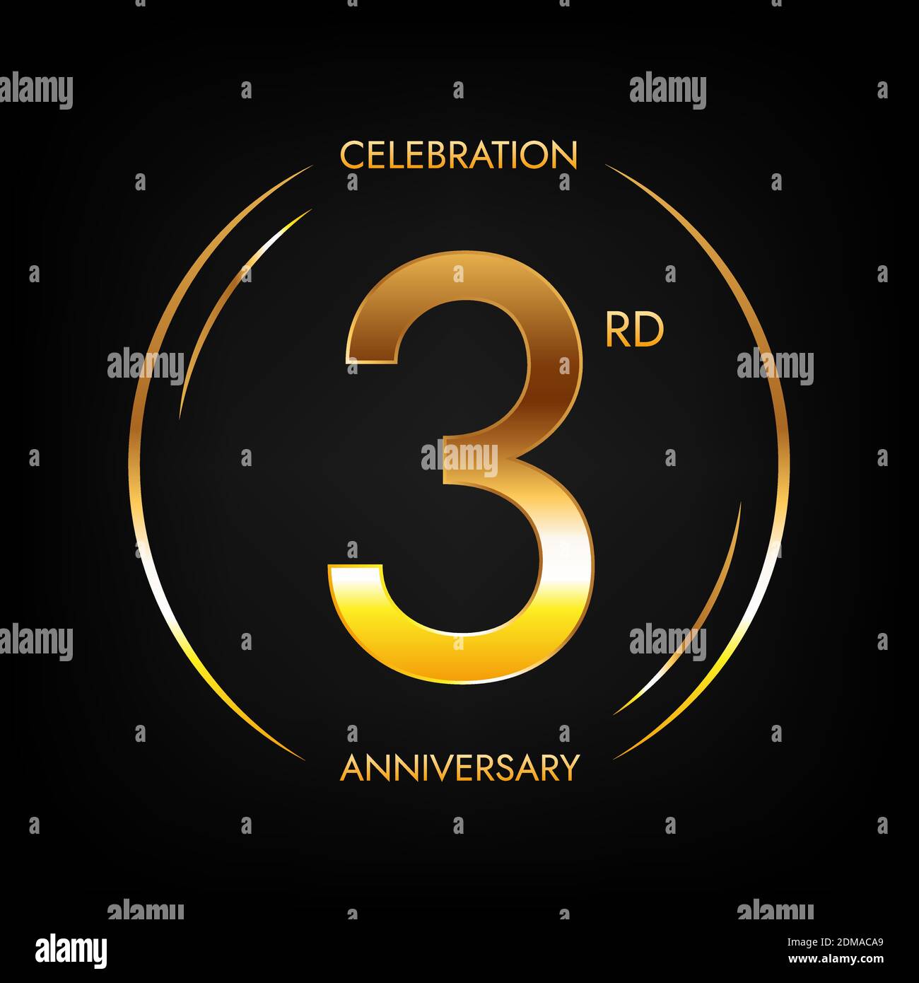 3rd anniversary. Three years birthday celebration banner in bright ...