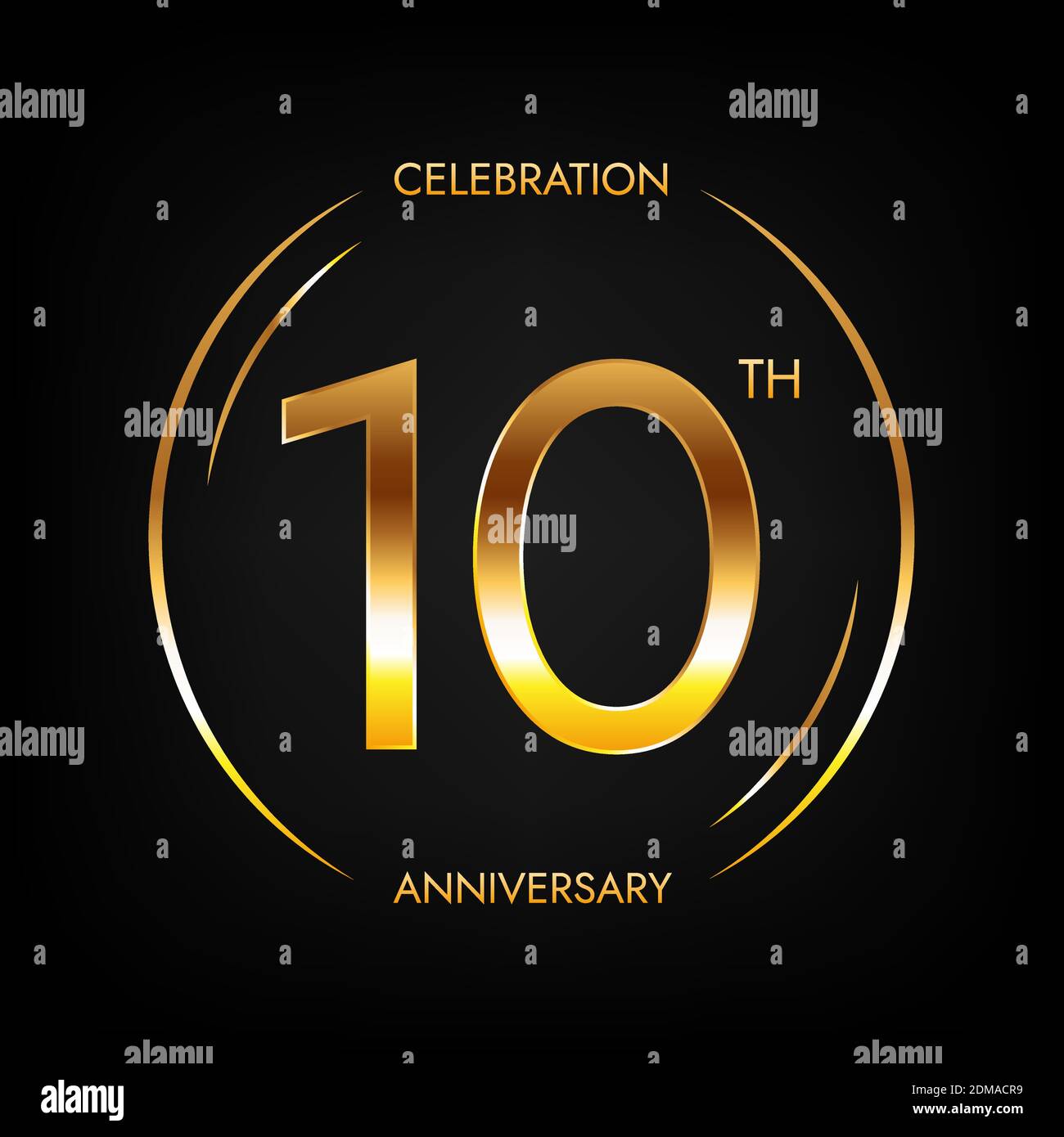 10th anniversary. Ten years birthday celebration banner in bright ...