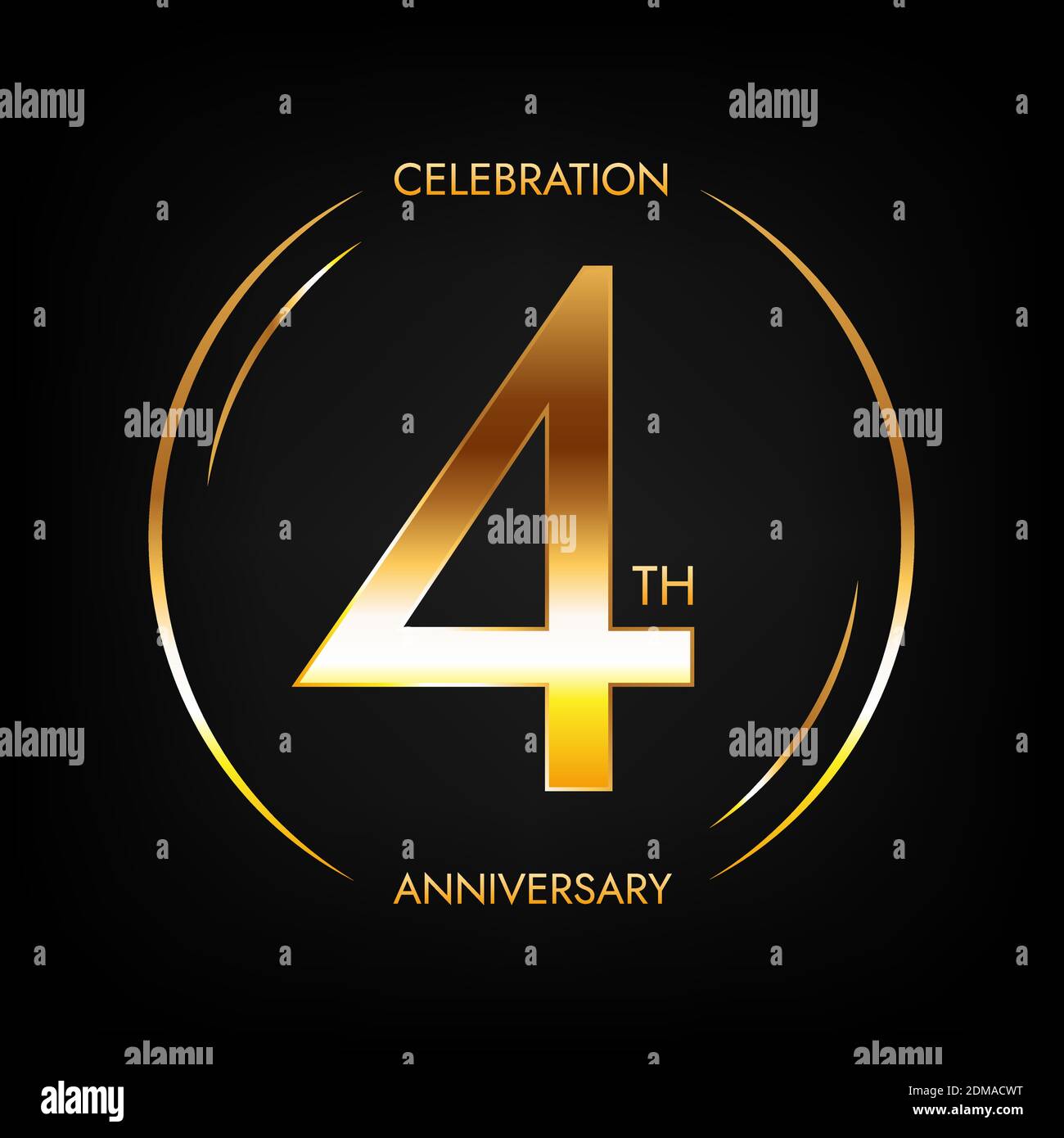 4th anniversary. Four years birthday celebration banner in bright ...