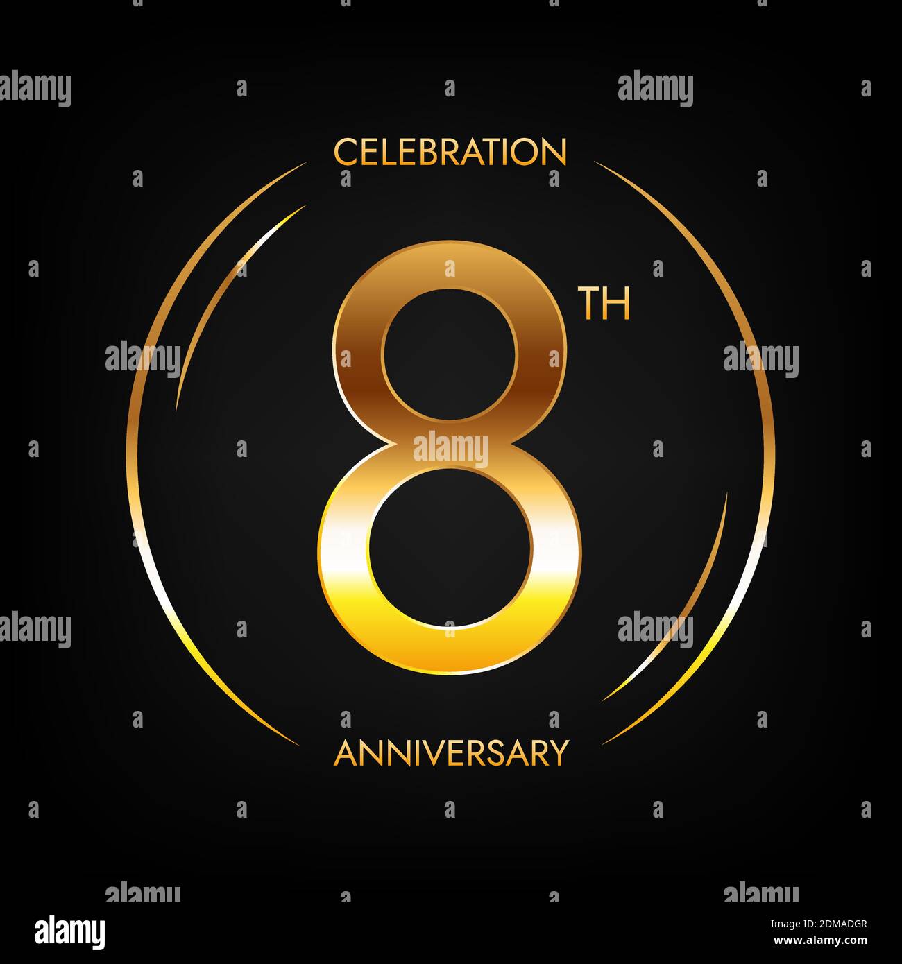 8th anniversary. Eight years birthday celebration banner in bright ...