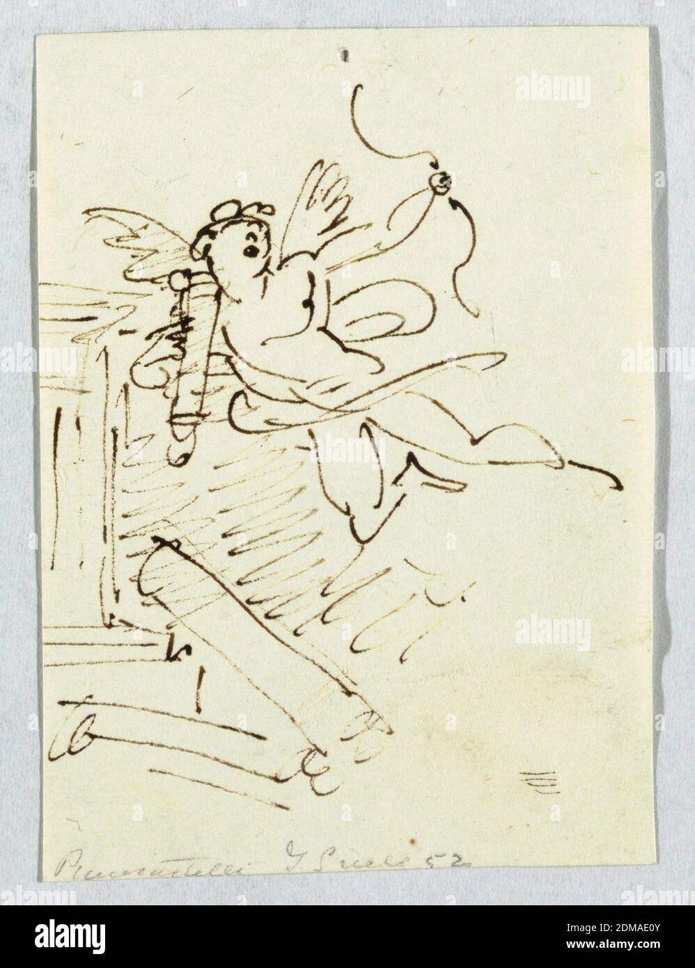 Cupid in Flight, Felice Giani, Italian, 1758–1823, Pen and ink on paper ...