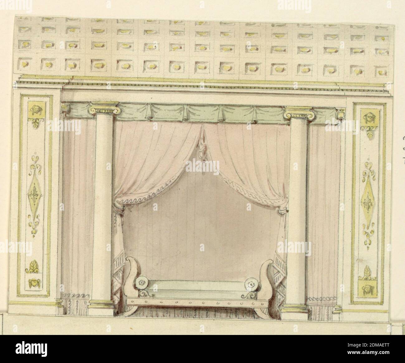 Elevation of a Bedroom Wall, Frederick Crace, English, 1779–1859 ...