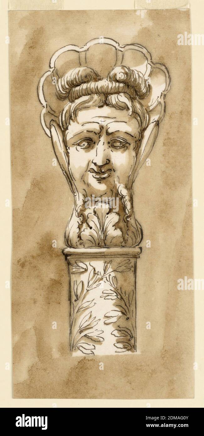 Head of a walking stick, Giuseppe Barberi, Italian, 1746–1809, Pen and ...