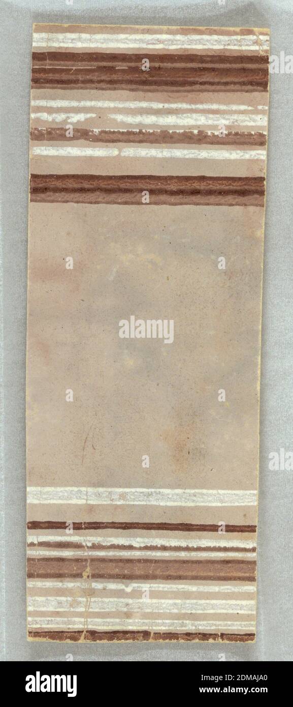 Border, Block-printed on paper, Marbleized stripes in various colors ...