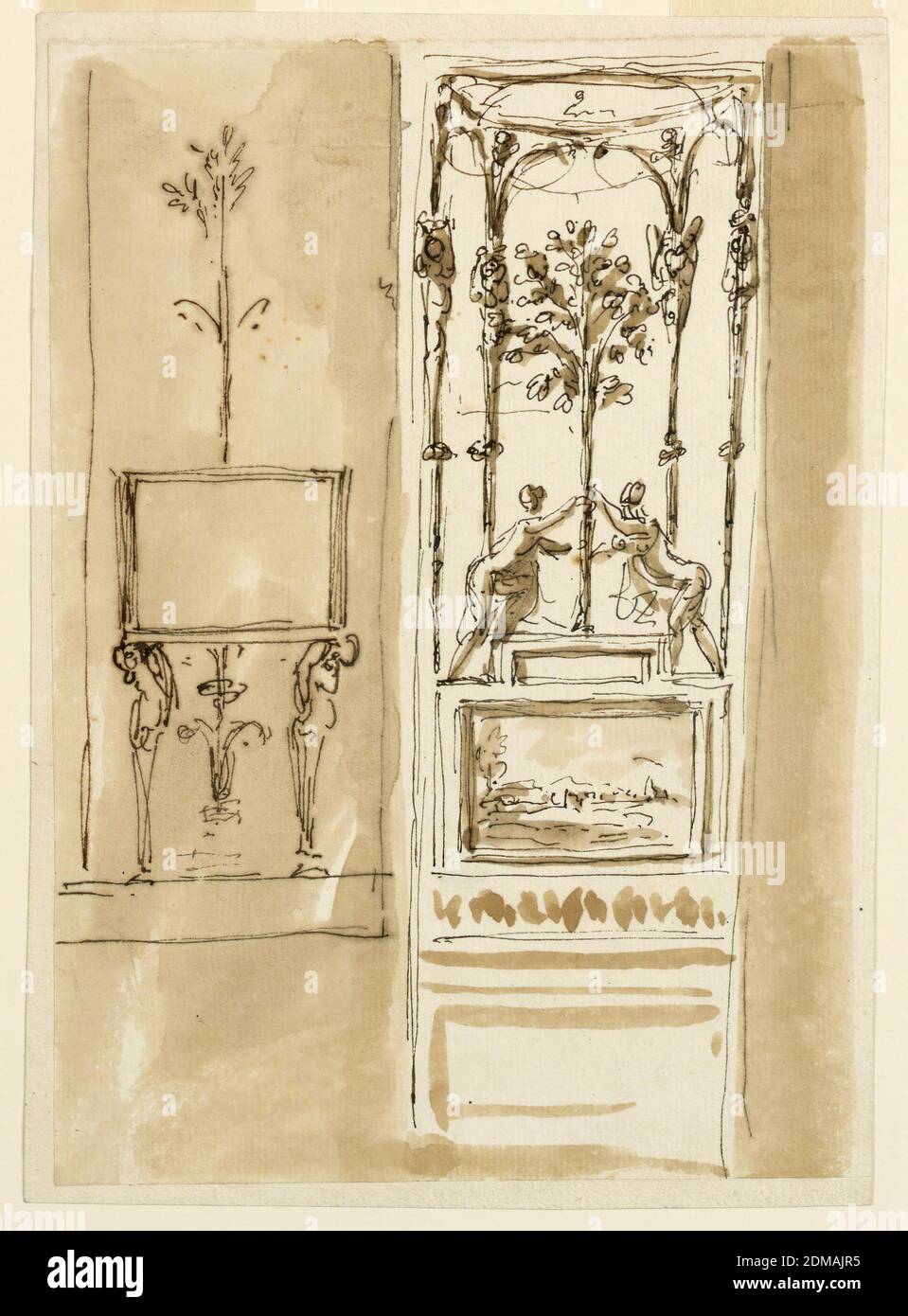 Designs for a Wall Panel, Giuseppe Barberi, Italian, 1746–1809, Pen and ...