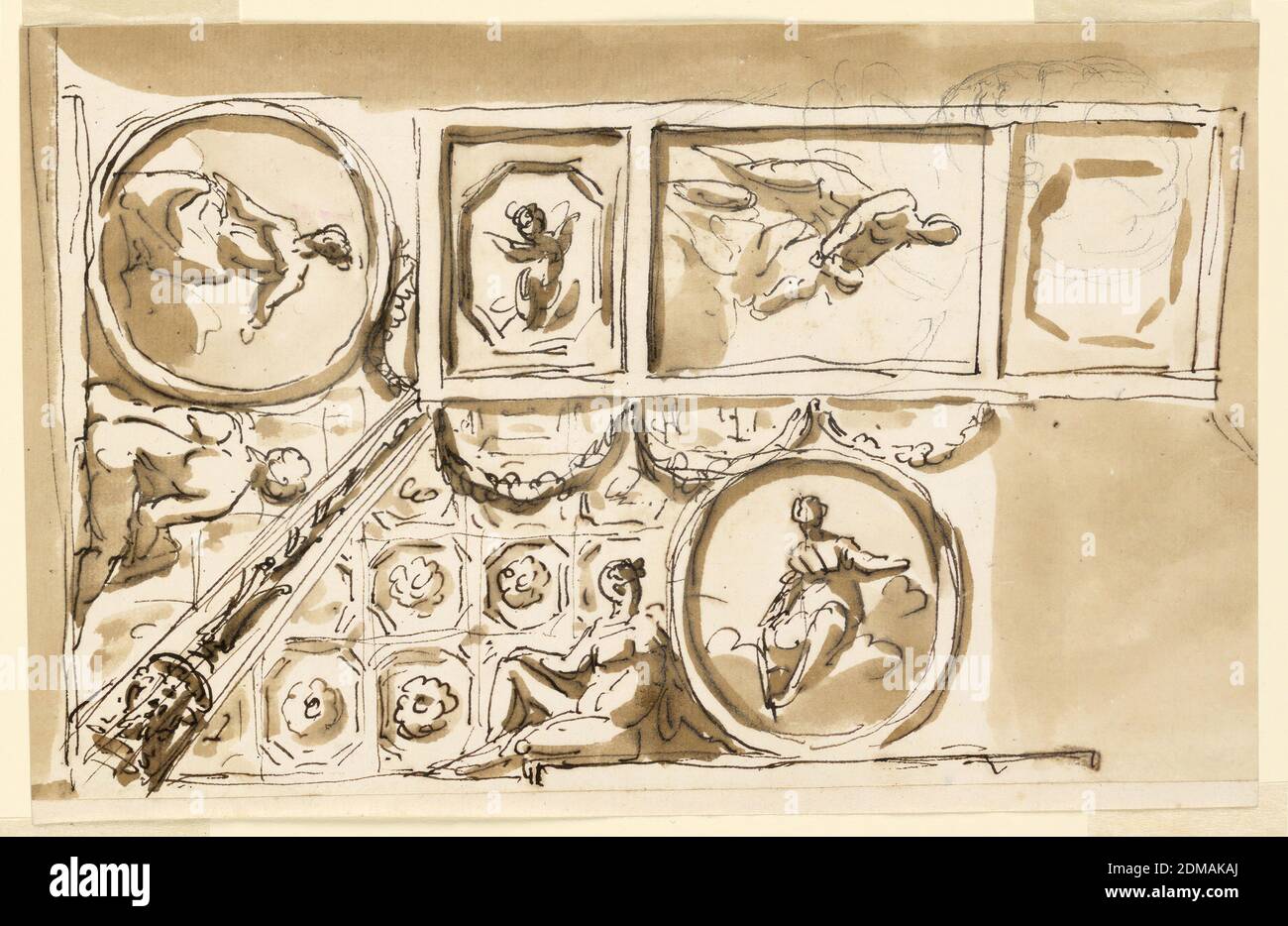 Design for an Oblong Ceiling, Giuseppe Barberi, Italian, 1746–1809, Pen ...